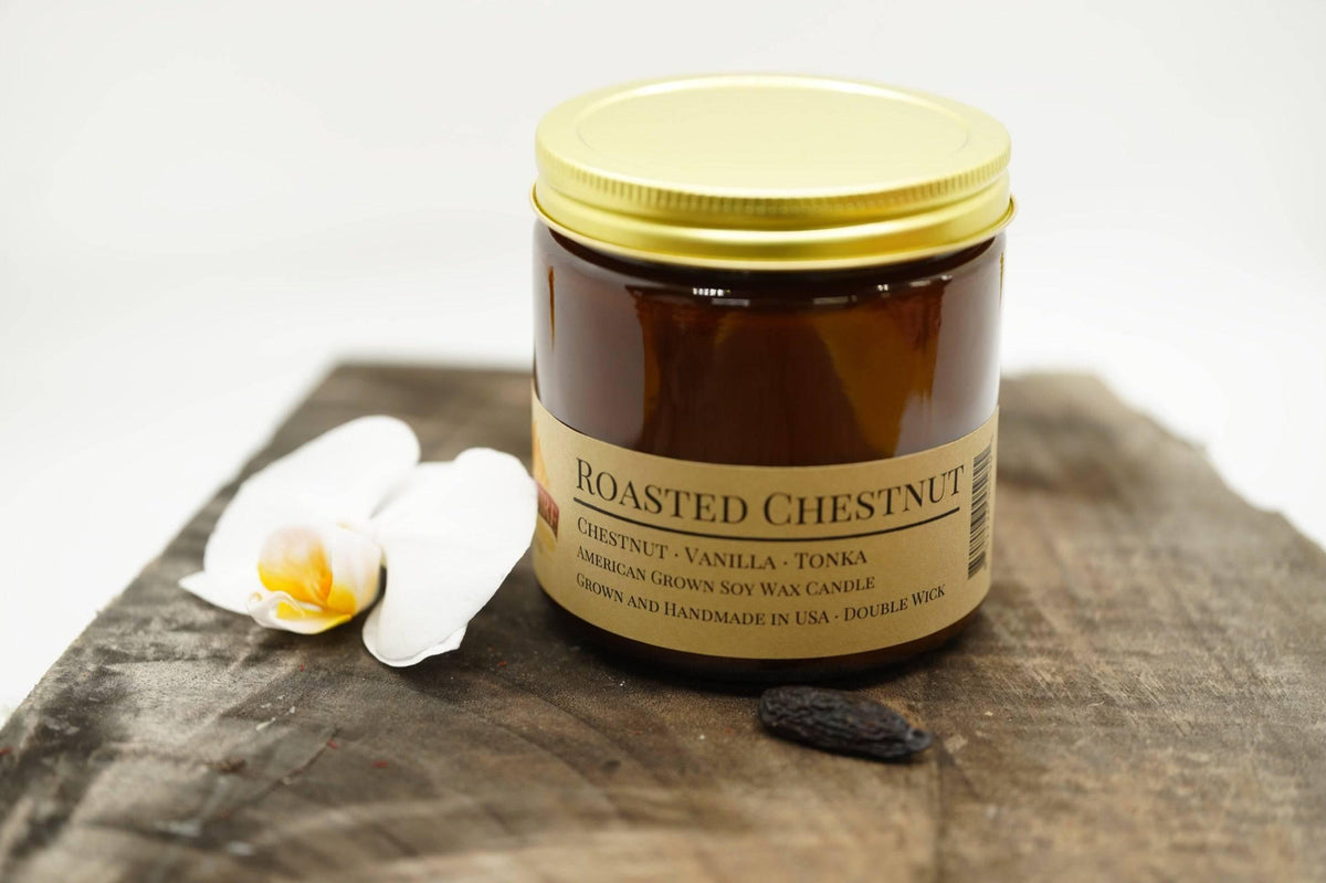PRAIRIE FIRE Roasted Chestnut Soy Wax Candle | 16 oz Double Wick Amber ...